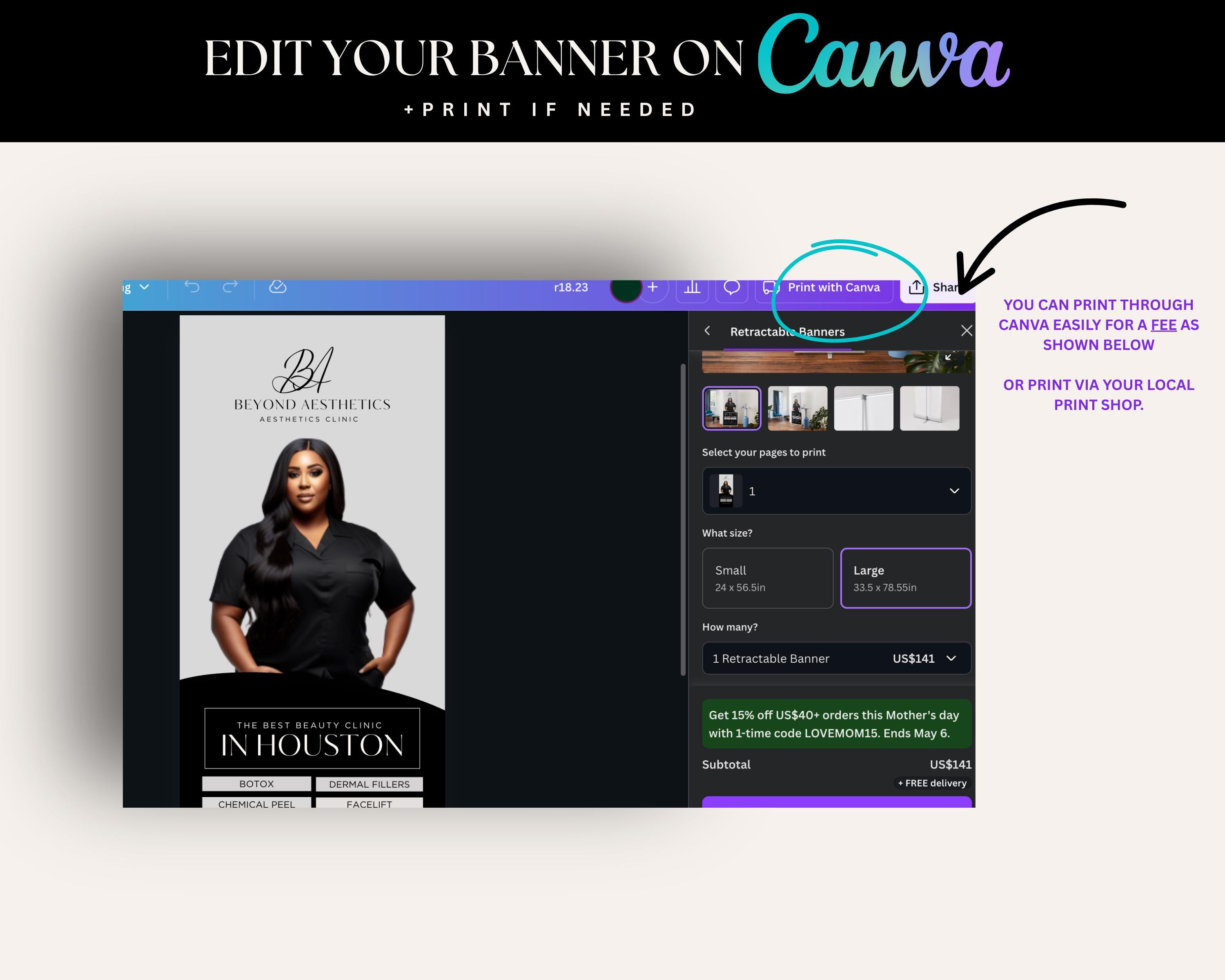 DIY Medspa Retractable Banner Template, Nurse Injector Roll up Banner ...