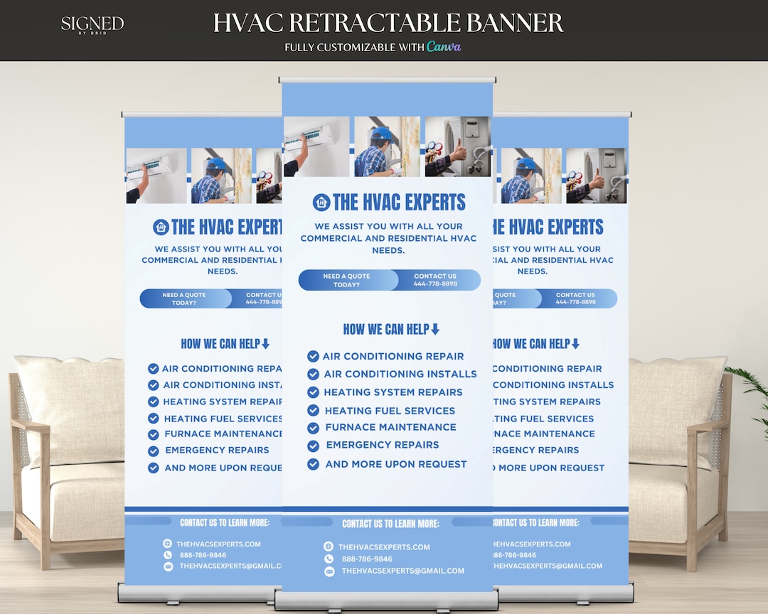 DIY HVAC Retractable Banner Template, Heating Air Ventilation Roll up ...