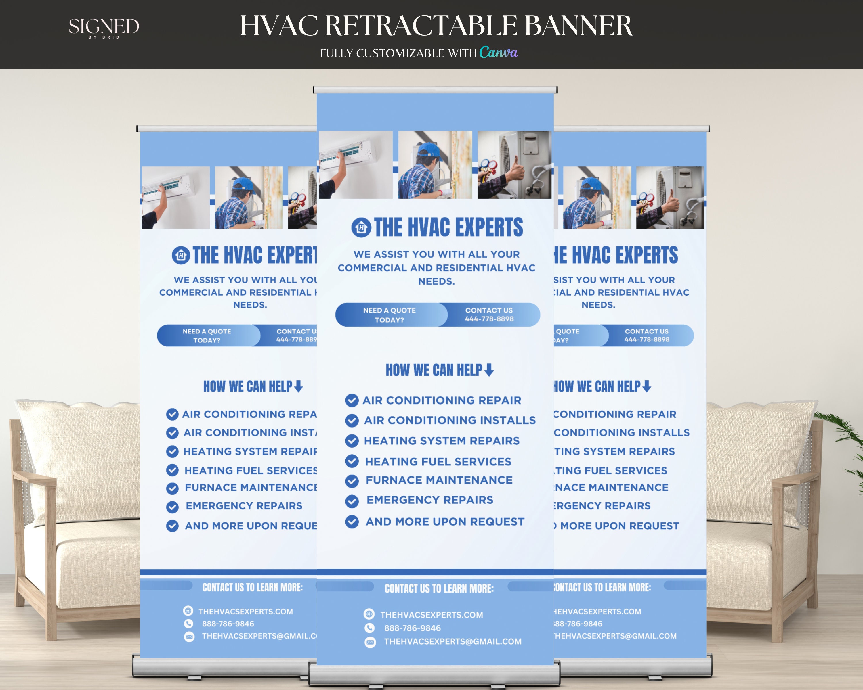 DIY HVAC Retractable Banner Template, Heating Air Ventilation Roll up ...