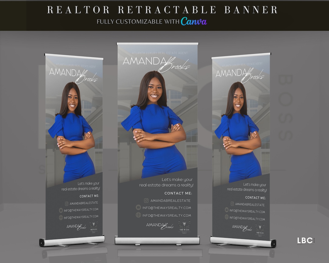 DIY Real Estate Agent Retractable Banner Template, Realtor Roll up ...