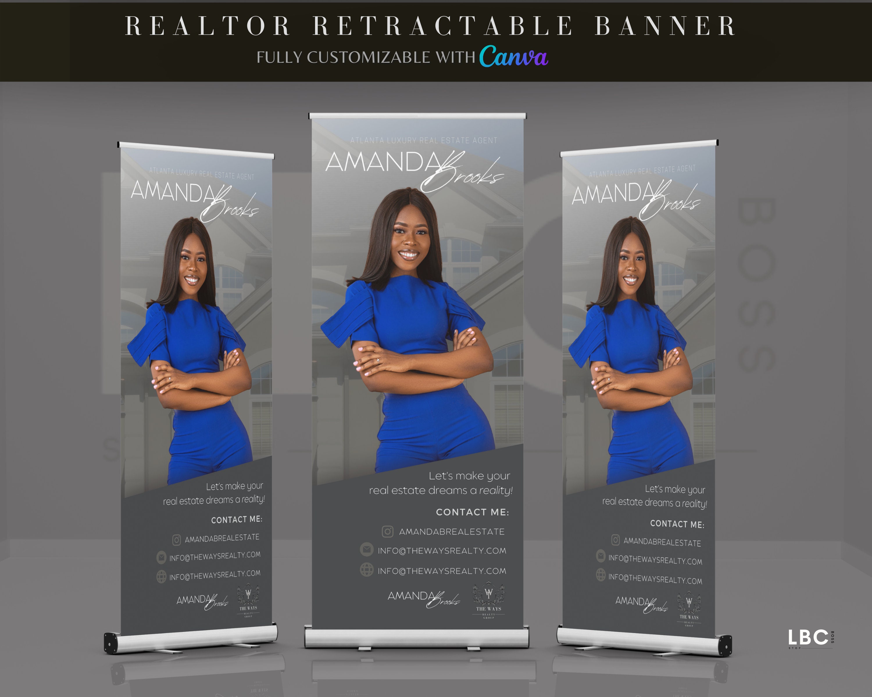 DIY Real Estate Agent Retractable Banner Template, Realtor Roll up ...