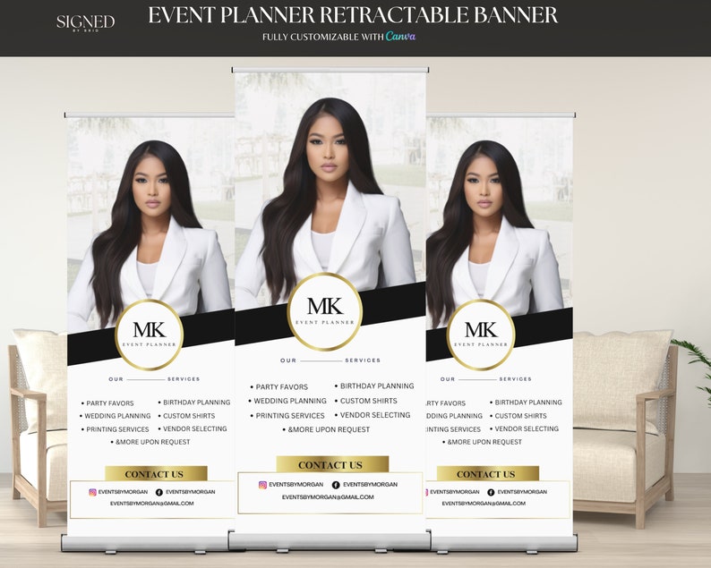 DIY Event Planner Retractable Banner Template, White Party Planner Roll ...