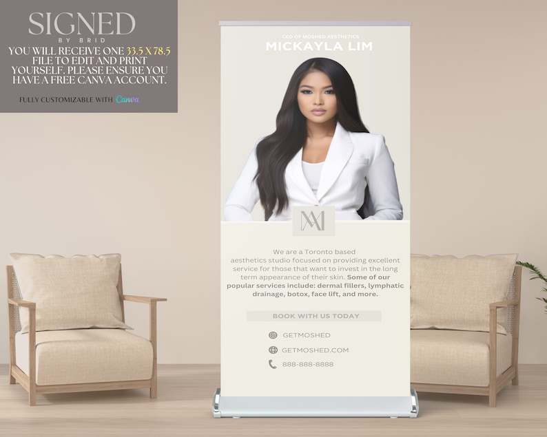 DIY Medspa Retractable Banner Template, Nurse Injector Roll up Banner ...