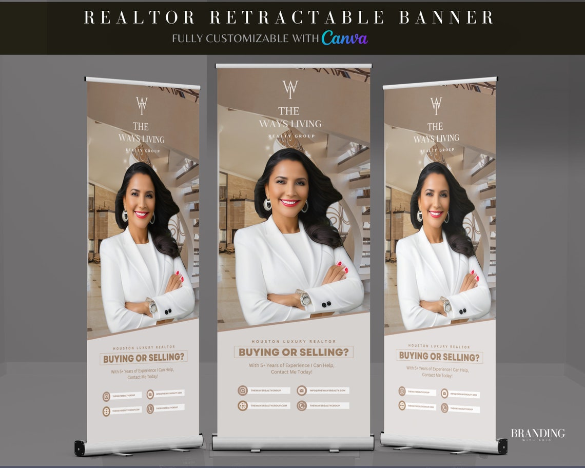 DIY Real Estate Agent Retractable Banner Template, Realtor Roll up ...