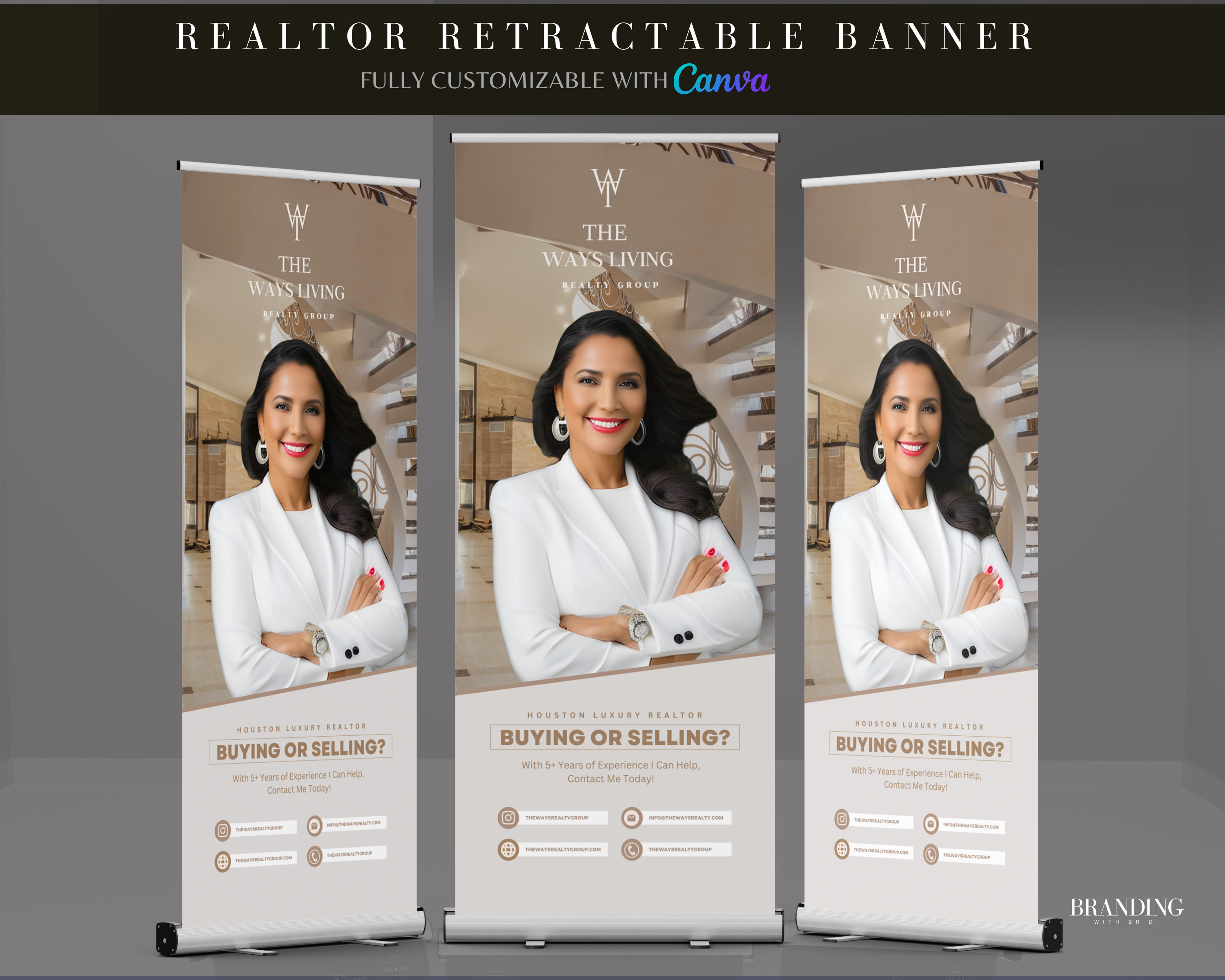 DIY Real Estate Agent Retractable Banner Template, Realtor Roll up ...