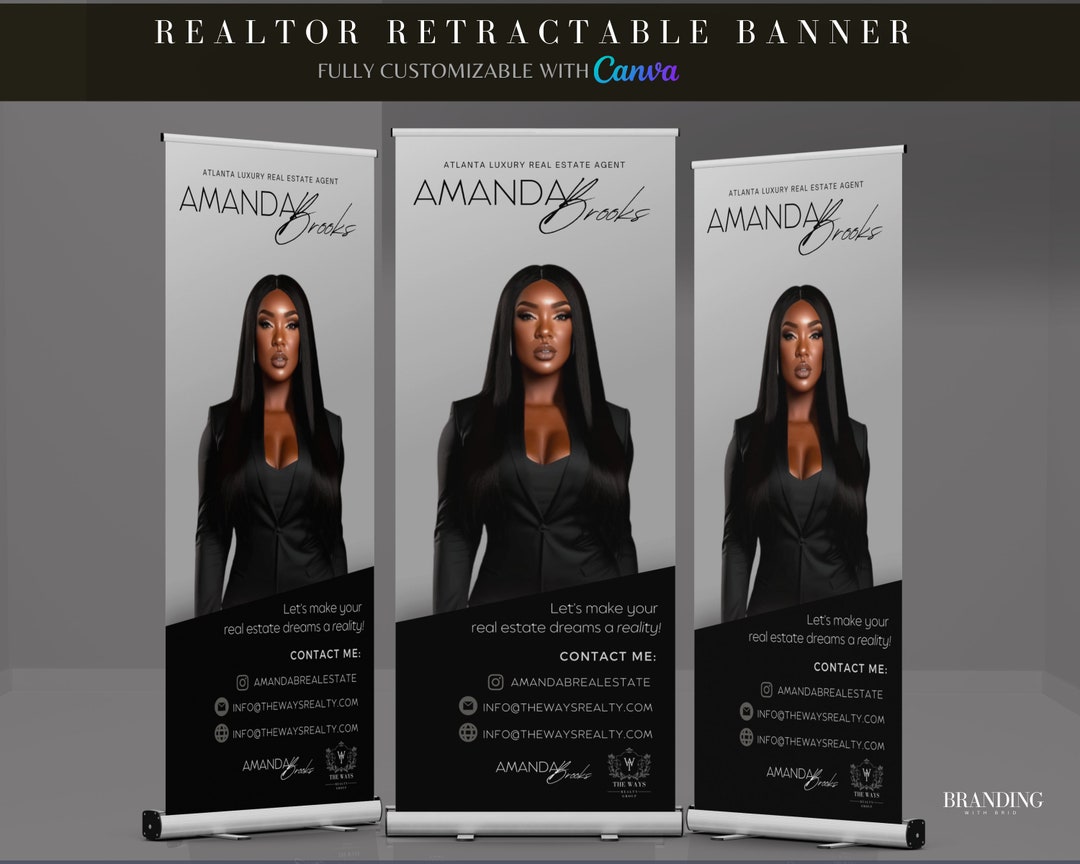 DIY Real Estate Agent Retractable Banner Template, Realtor Roll up ...