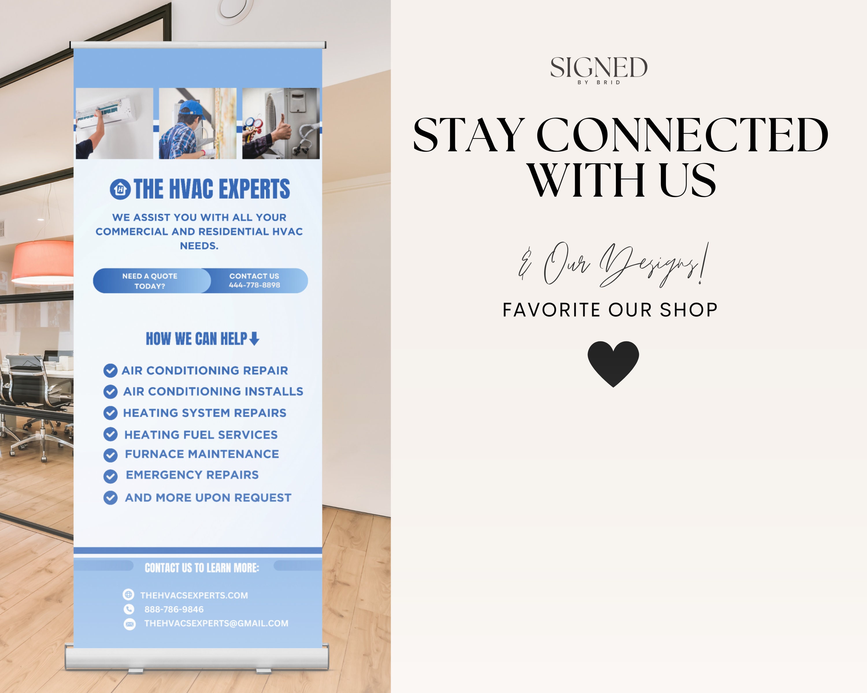 DIY HVAC Retractable Banner Template, Heating Air Ventilation Roll up ...