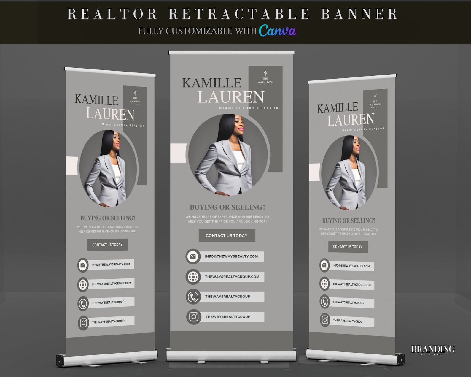 DIY Real Estate Agent Retractable Banner Template, Realtor Roll up ...