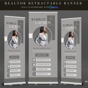 DIY Real Estate Agent Retractable Banner Template, Realtor Roll up ...