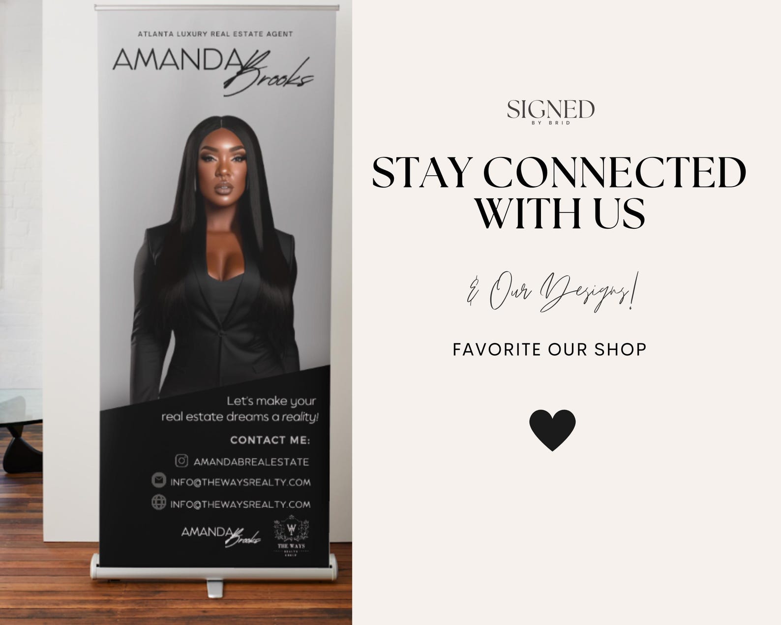 DIY Real Estate Agent Retractable Banner Template, Realtor Roll up ...