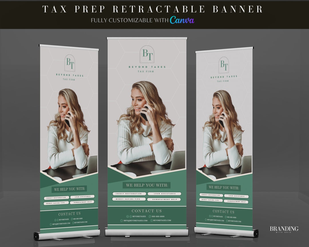 DIY Tax Prep Retractable Banner Template Credit Repair Roll - Etsy