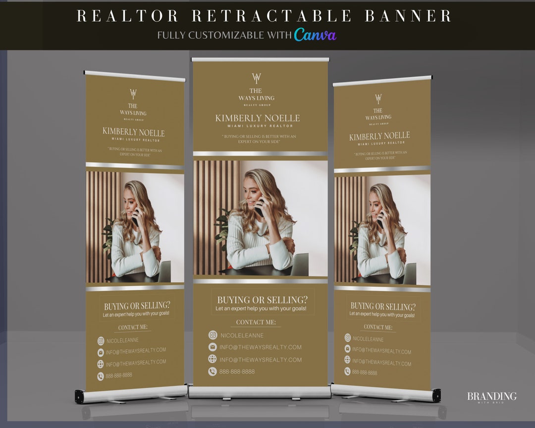 DIY Real Estate Agent Retractable Banner Template, Realtor Roll up ...