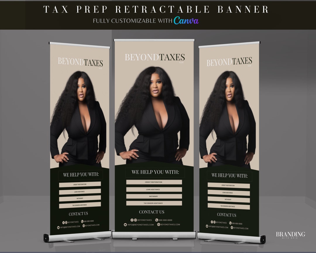 DIY Tax Prep Retractable Banner Template Credit Repair Roll - Etsy