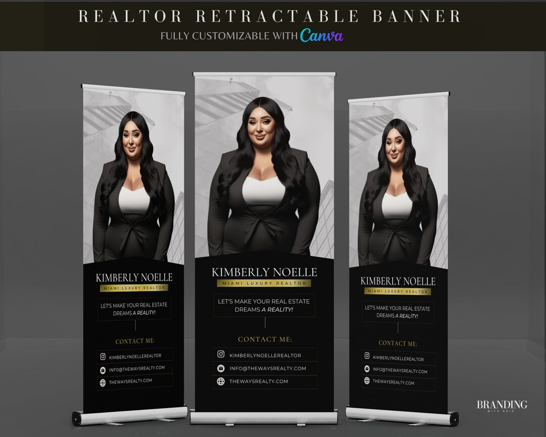 DIY Real Estate Agent Retractable Banner Template, Realtor Roll up ...