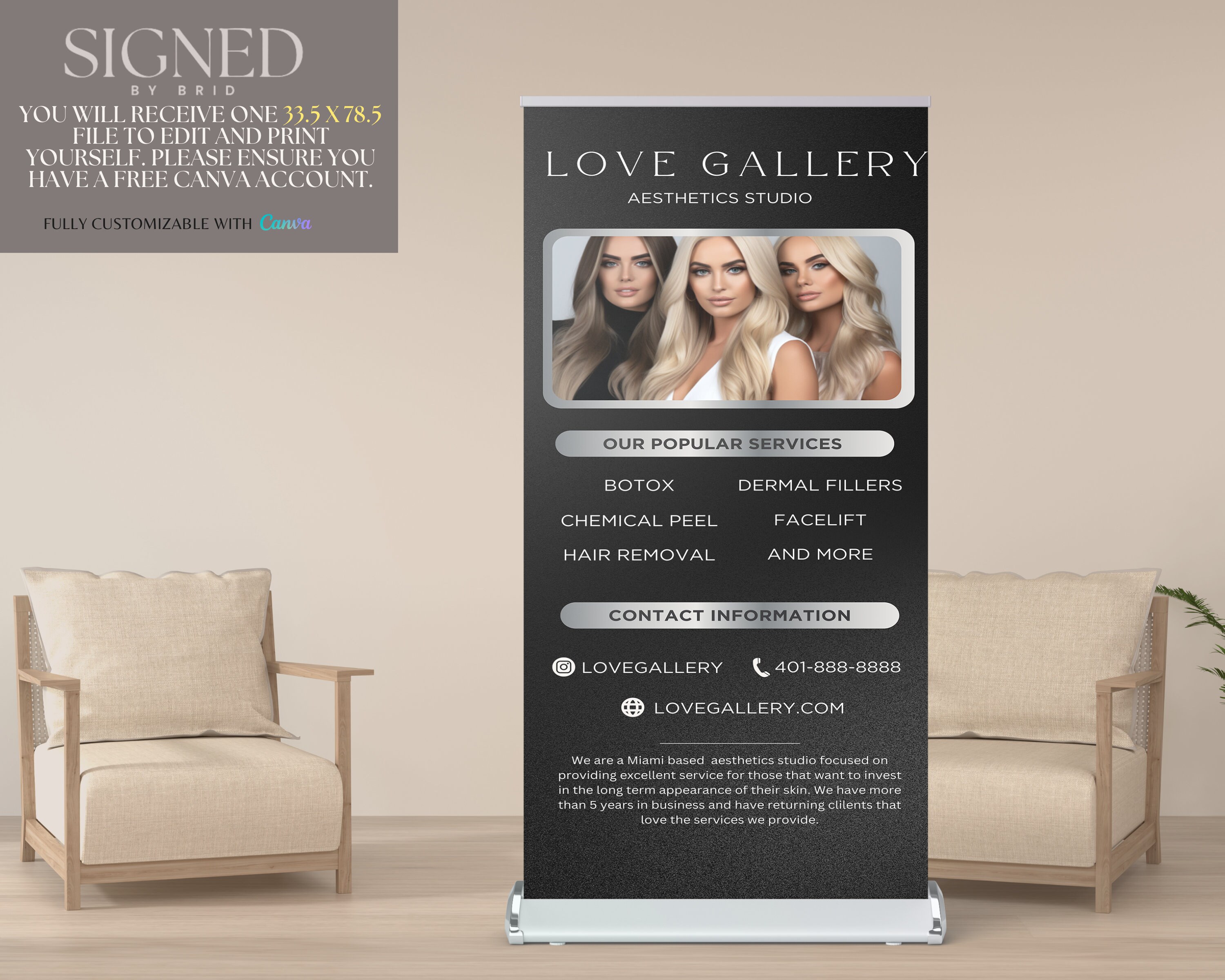 DIY Medspa Retractable Banner Template, Nurse Injector Roll up Banner ...