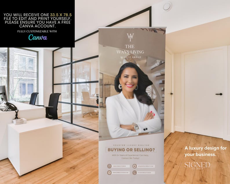 DIY Real Estate Agent Retractable Banner Template, Realtor Roll up ...