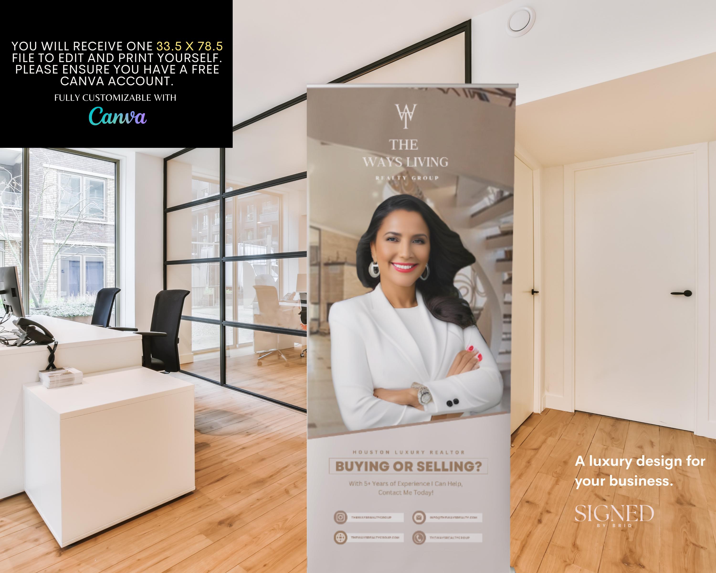 DIY Real Estate Agent Retractable Banner Template, Realtor Roll up ...