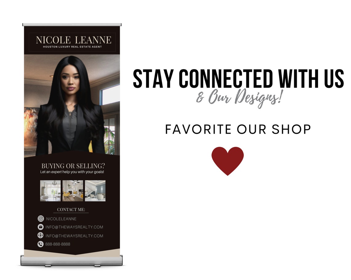 DIY Real Estate Agent Retractable Banner Template, Realtor Roll up ...