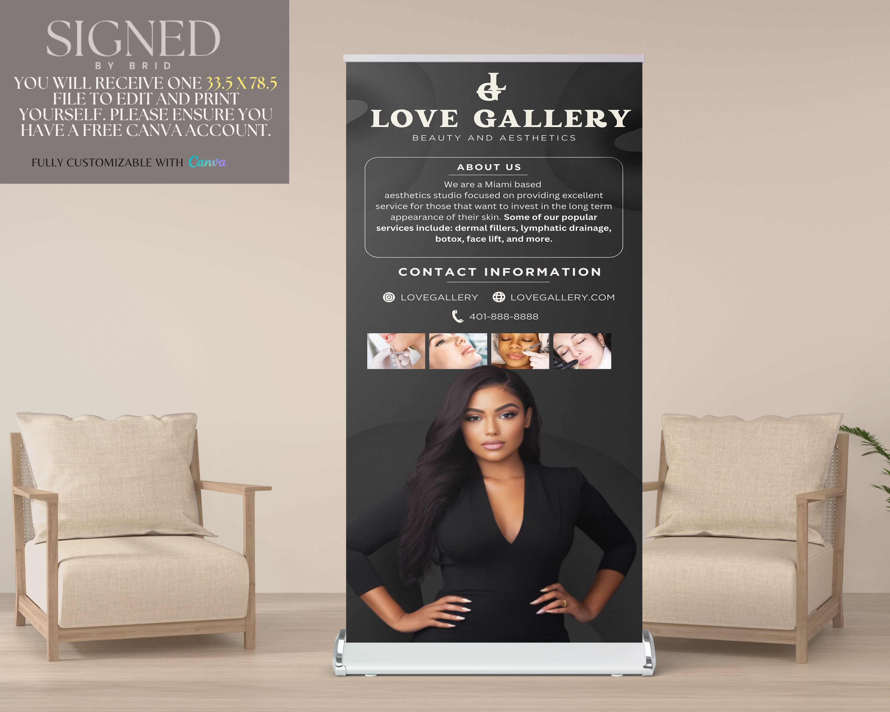 DIY Medspa Retractable Banner Template, Nurse Injector Roll up Banner ...