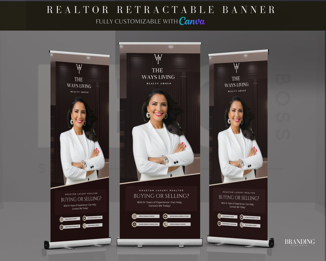 DIY Real Estate Agent Retractable Banner Template, Realtor Roll up ...