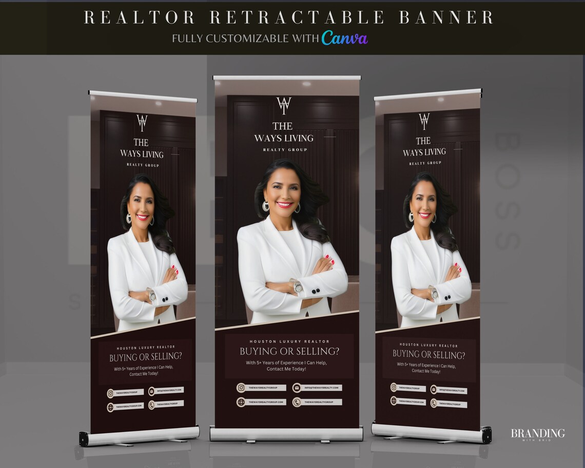 DIY Real Estate Agent Retractable Banner Template, Realtor Roll up ...