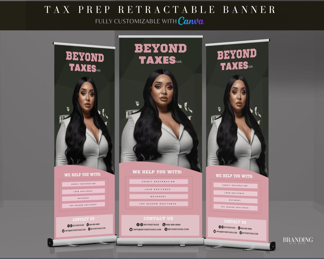 DIY Tax Prep Retractable Banner Template Credit Repair Roll - Etsy