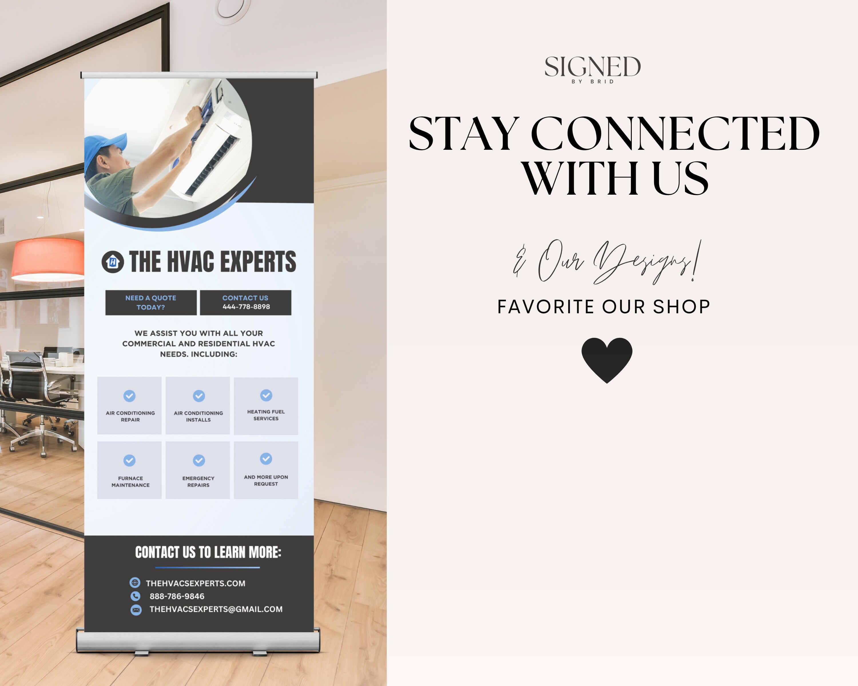 DIY HVAC Retractable Banner Template, Heating Air Ventilation Roll up ...
