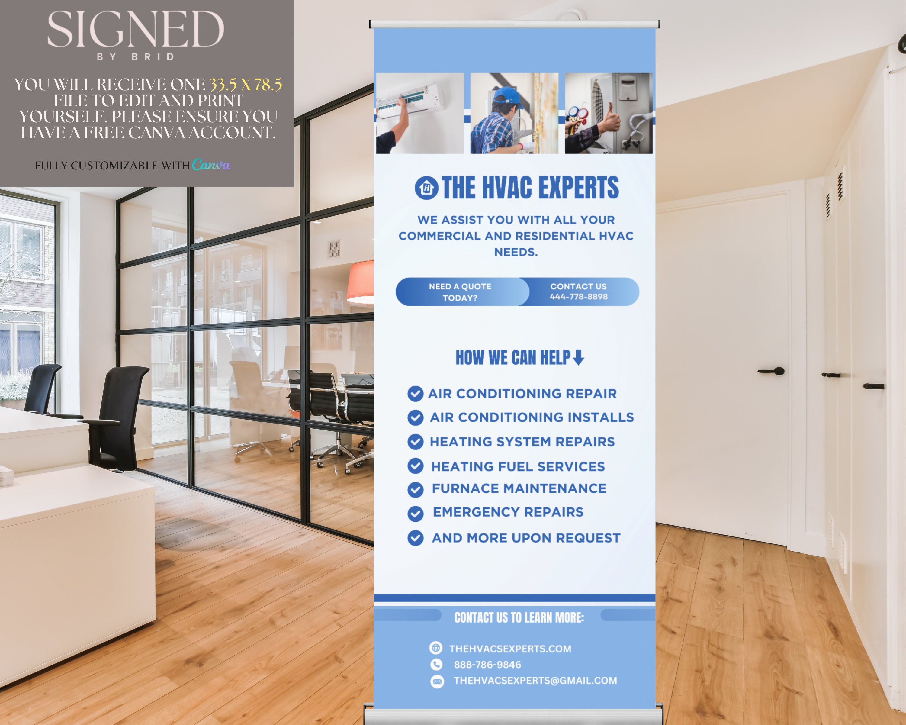 DIY HVAC Retractable Banner Template, Heating Air Ventilation Roll up ...