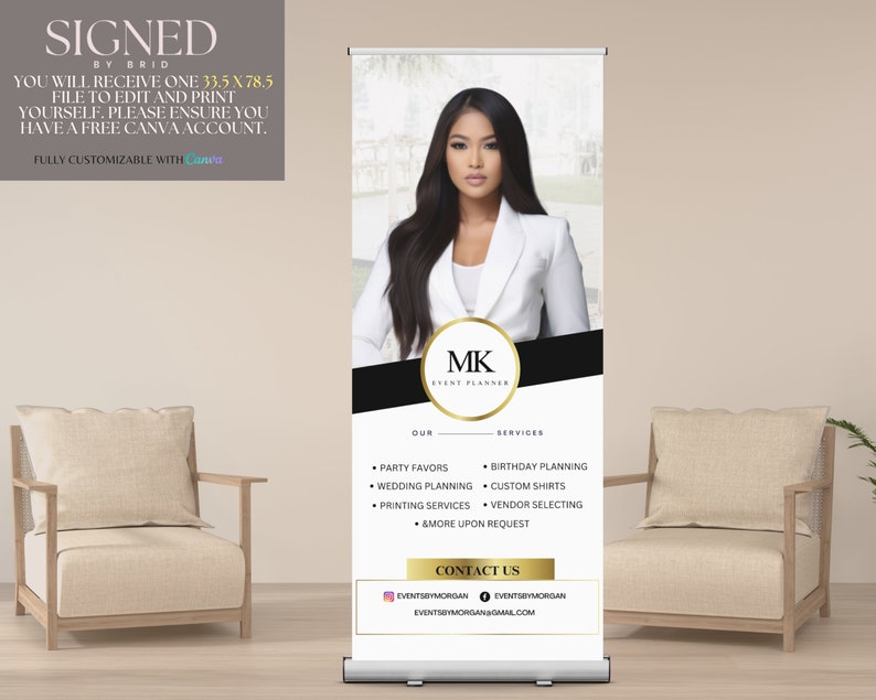 DIY Event Planner Retractable Banner Template, White Party Planner Roll ...