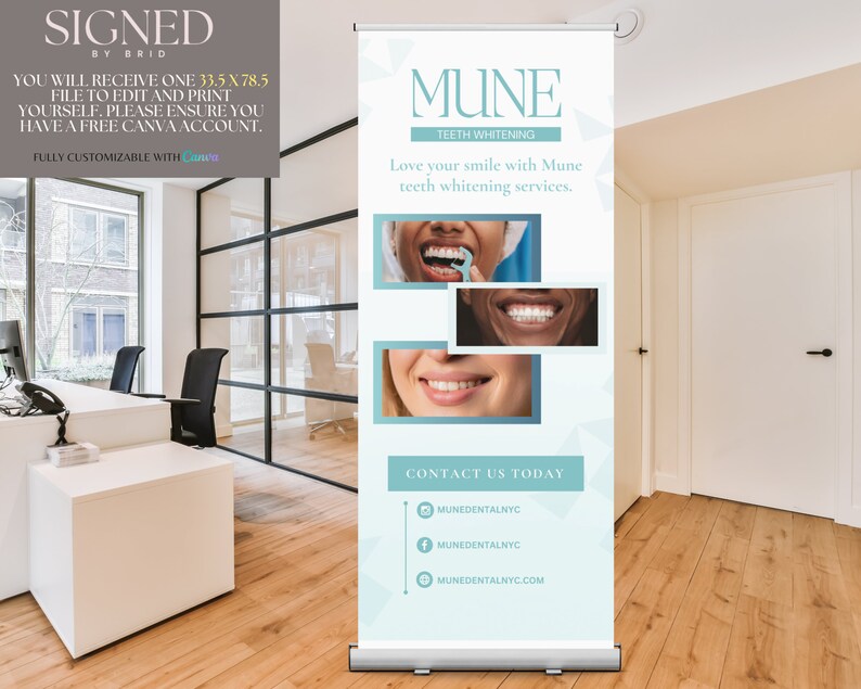 DIY Teeth Whitening Retractable Banner Template, Dental Teeth Roll up ...