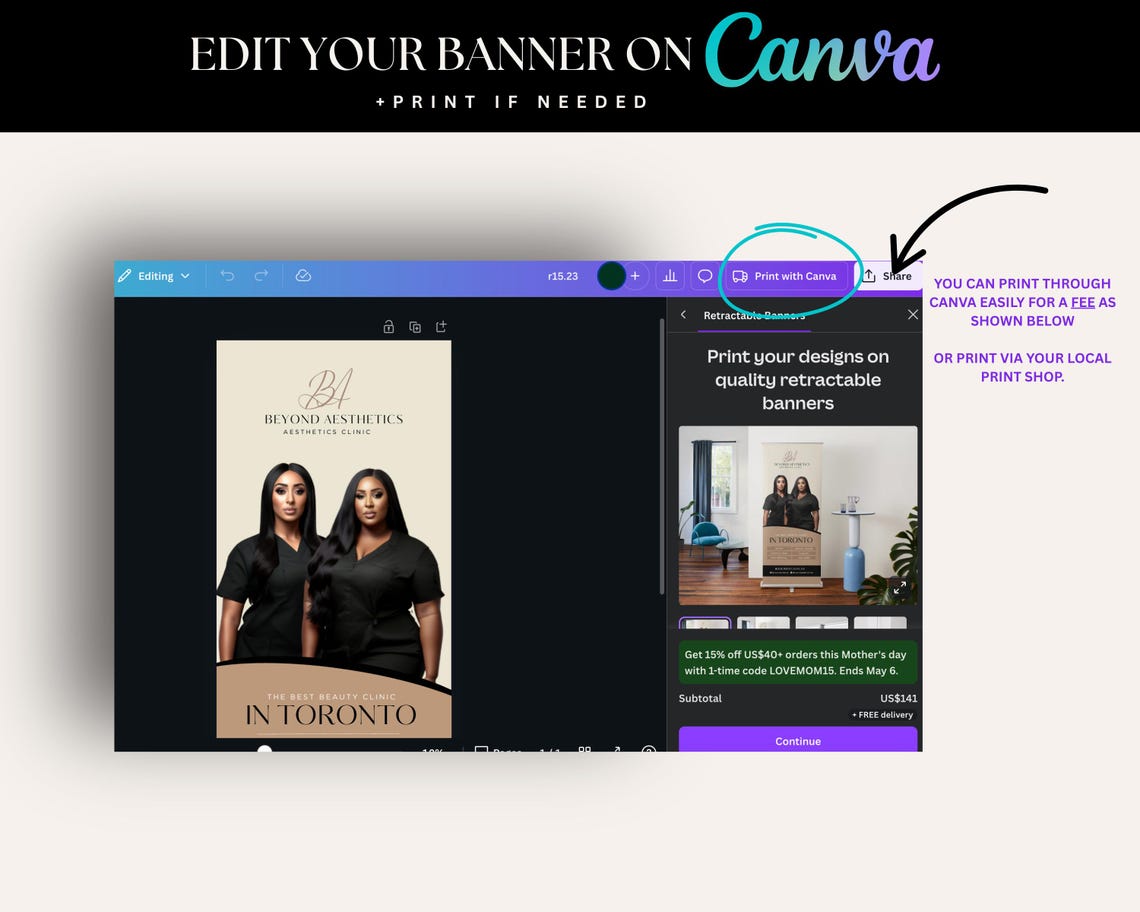 DIY Medspa Retractable Banner Template, Nurse Injector Roll up Banner ...