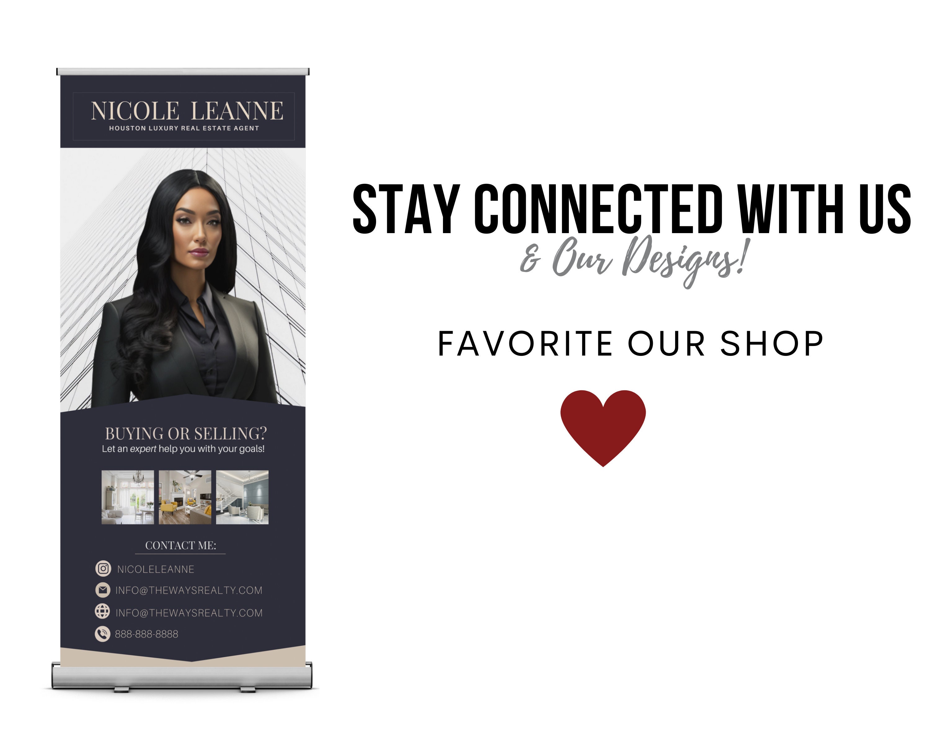 DIY Real Estate Agent Retractable Banner Template, Realtor Roll up ...