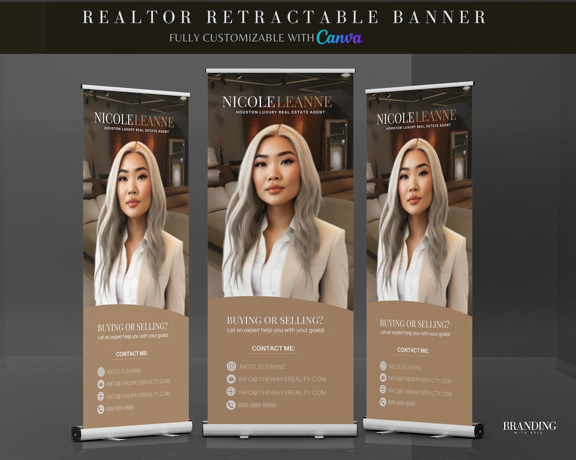 DIY Real Estate Agent Retractable Banner Template, Realtor Roll up ...