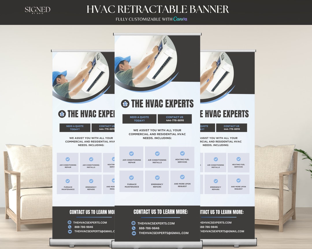 DIY HVAC Retractable Banner Template, Heating Air Ventilation Roll up ...