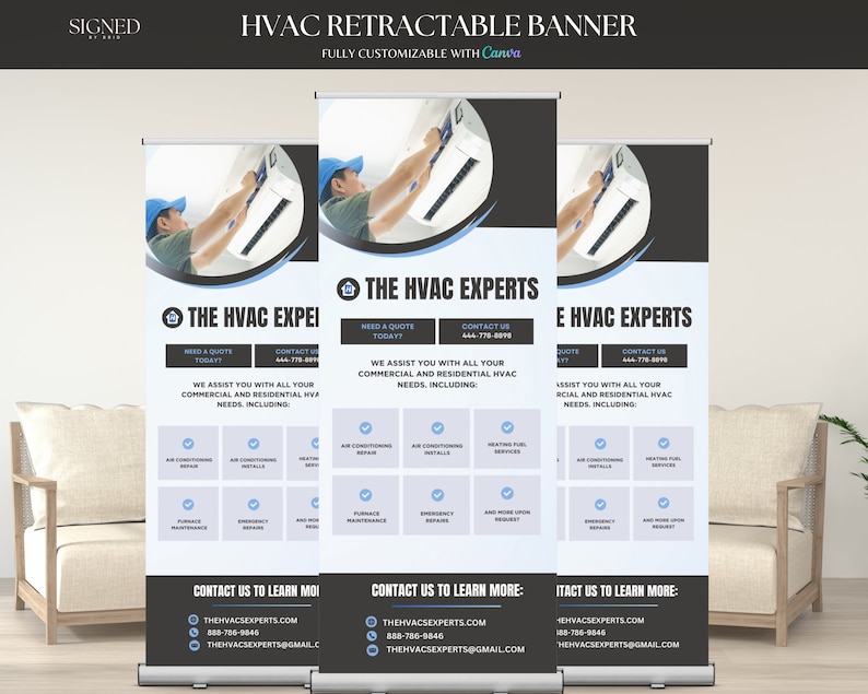 DIY HVAC Retractable Banner Template, Heating Air Ventilation Roll up ...