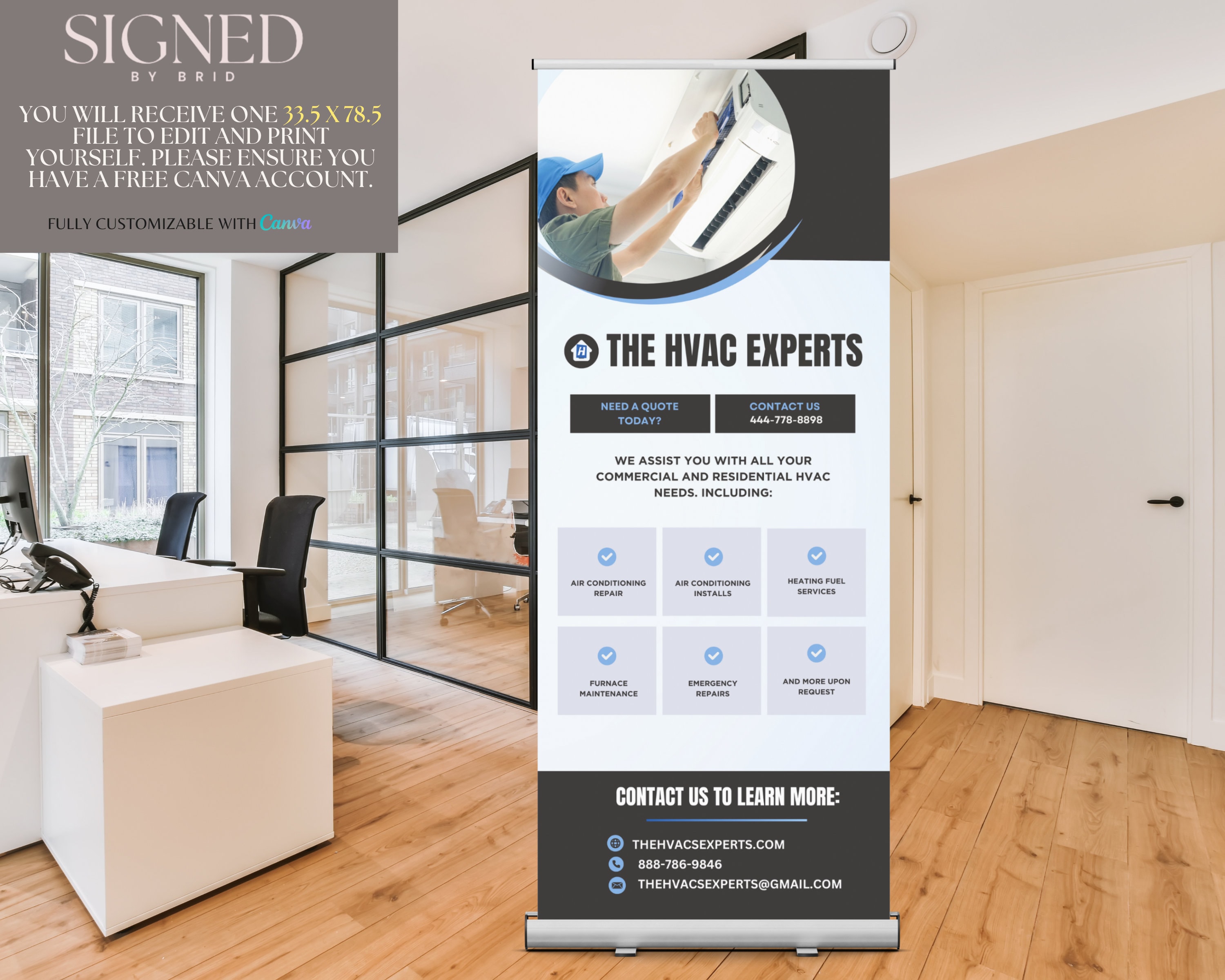 DIY HVAC Retractable Banner Template, Heating Air Ventilation Roll up ...