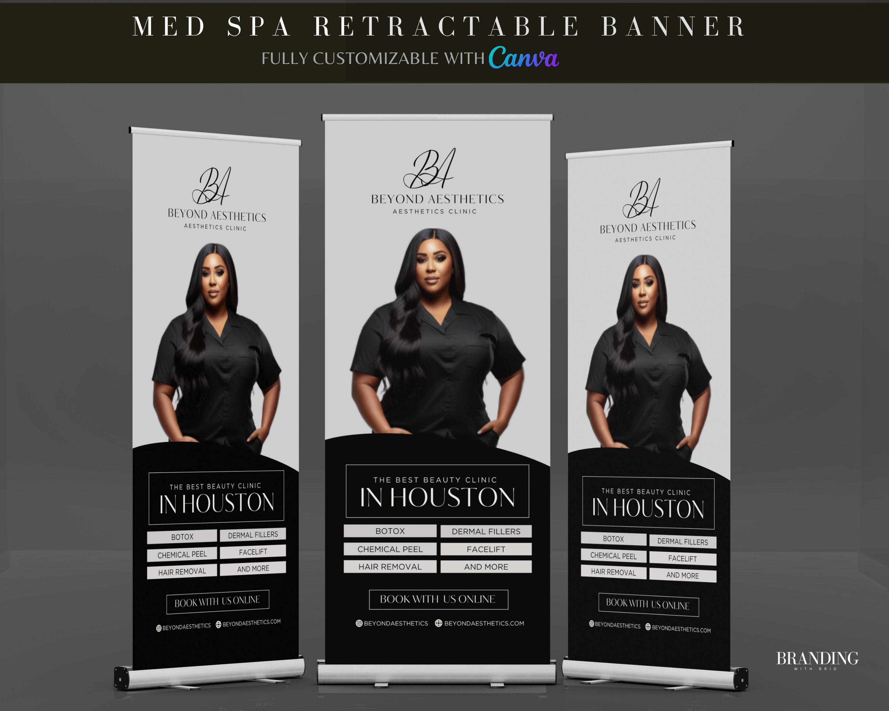DIY Medspa Retractable Banner Template, Nurse Injector Roll up Banner ...