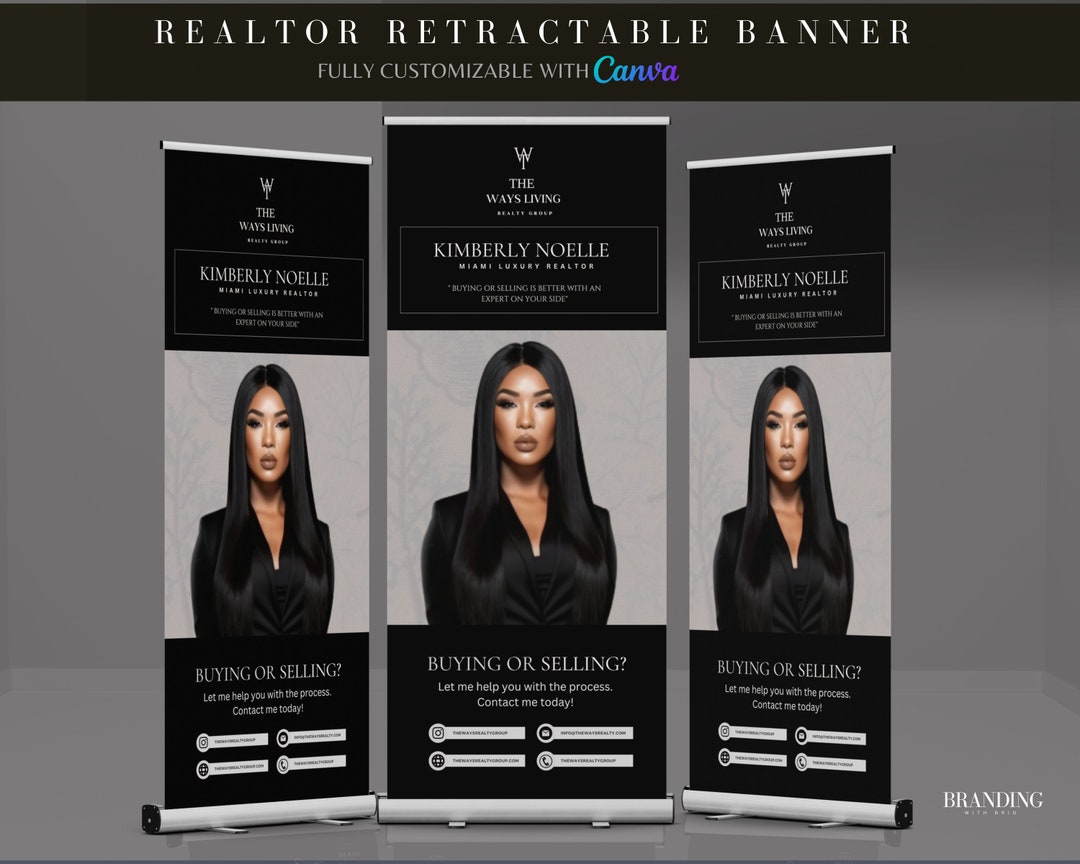 DIY Real Estate Agent Retractable Banner Template, Realtor Roll up ...