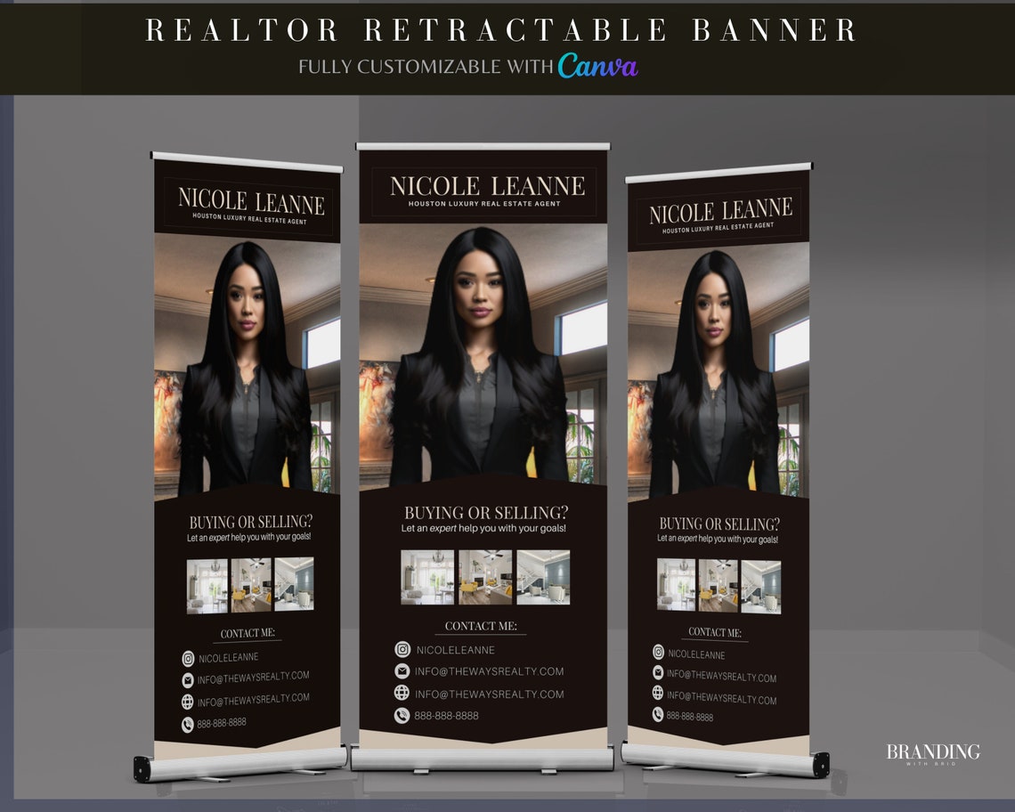 DIY Real Estate Agent Retractable Banner Template, Realtor Roll up ...