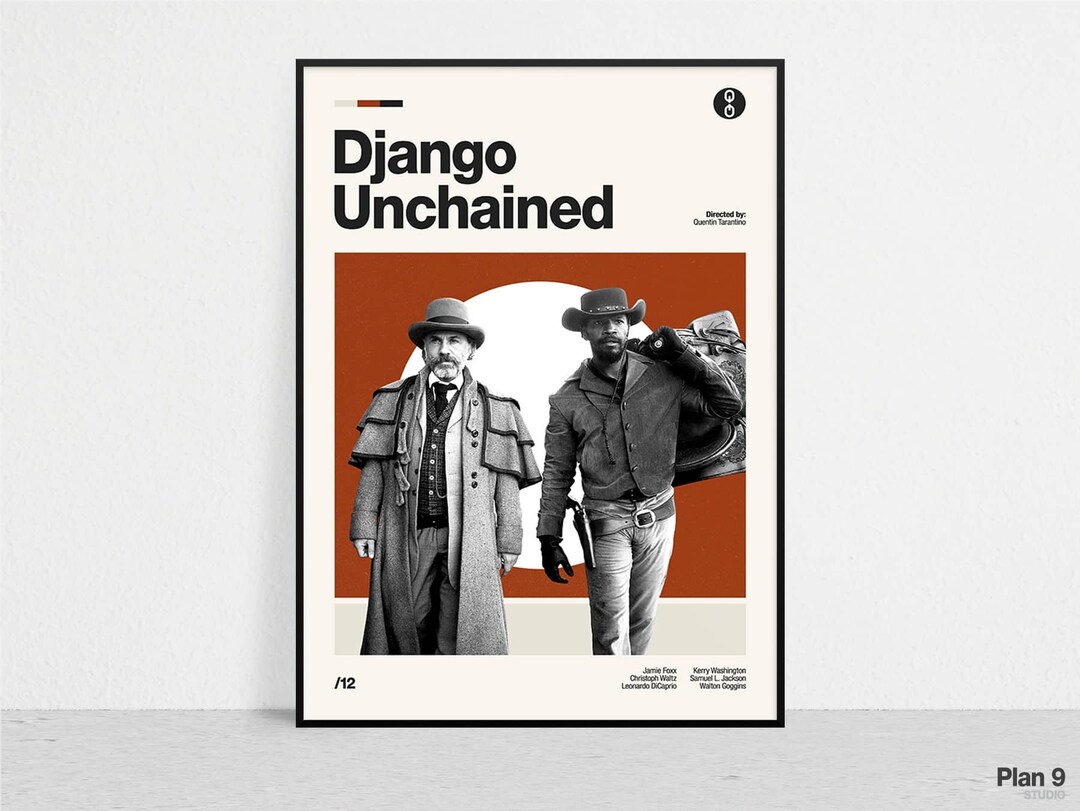 DJANGO UNCHAINED Retro Movie Print Modern Vintage Mid Century Modern ...