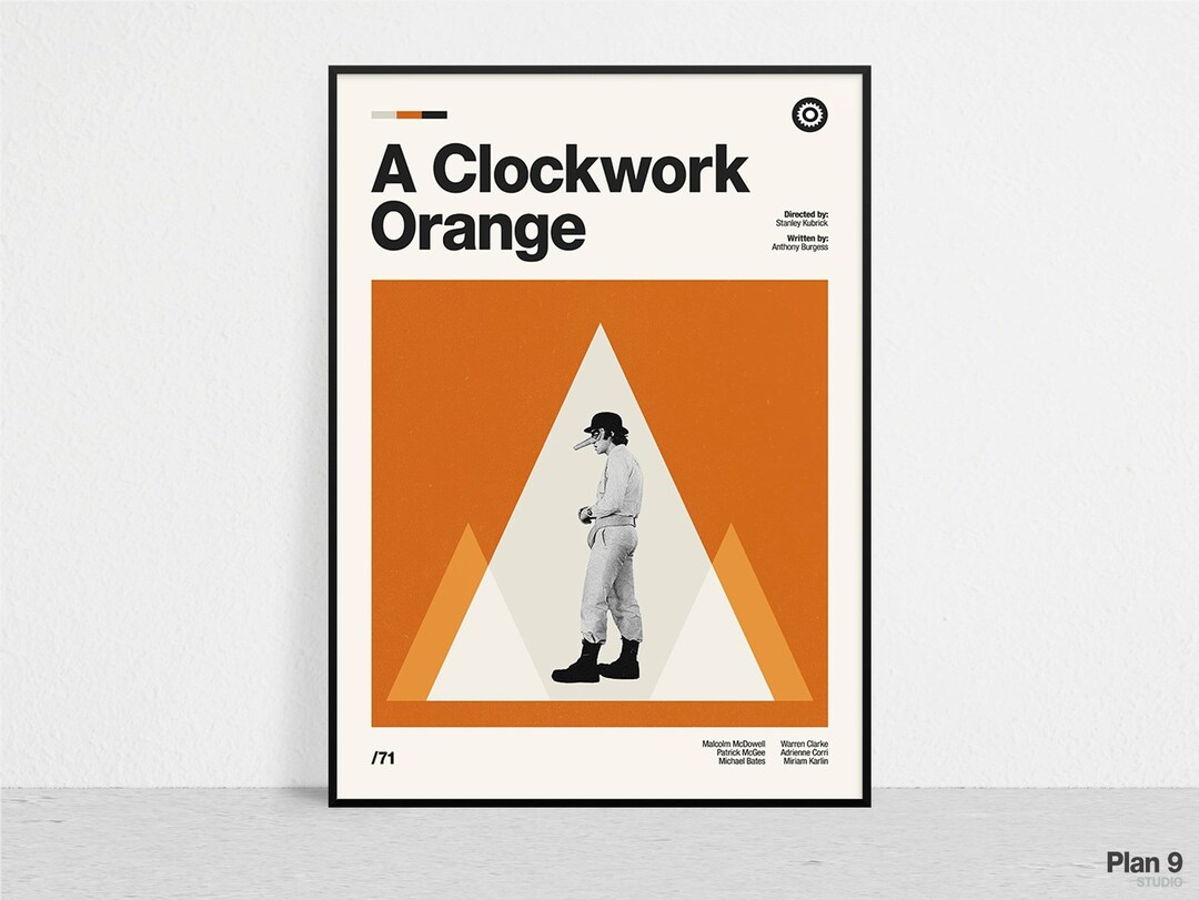 A CLOCKWORK ORANGE Retro Movie Print Modern Vintage Mid Century Modern ...