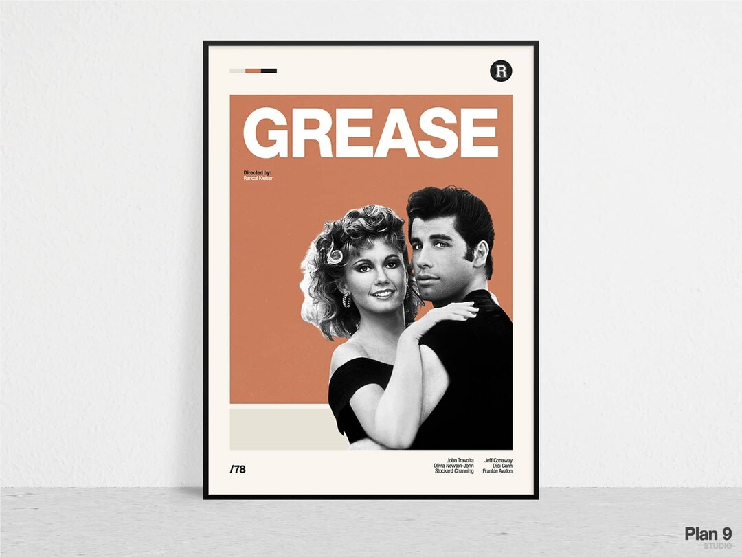 GREASE Retro Movie Print Modern Vintage Mid Century Modern Minimalist ...