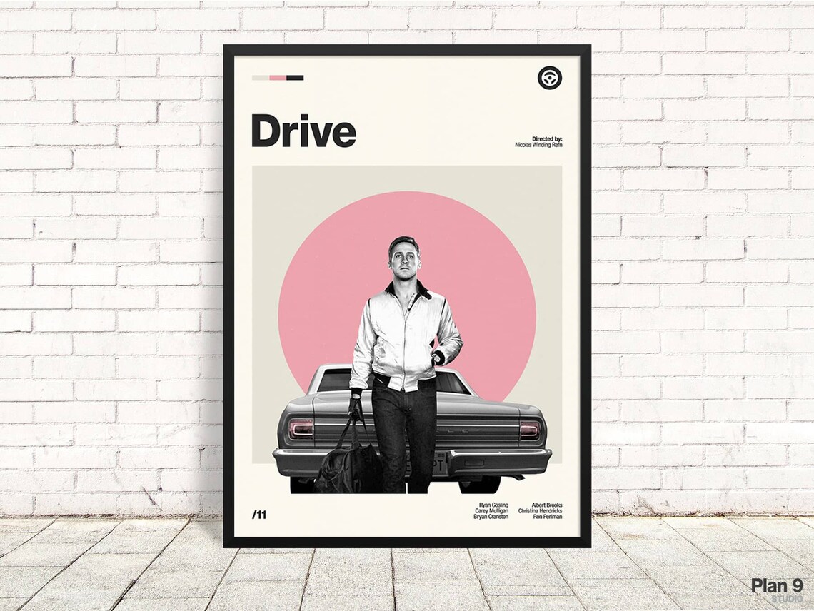 DRIVE Retro Movie Print Modern Vintage Mid Century | Etsy