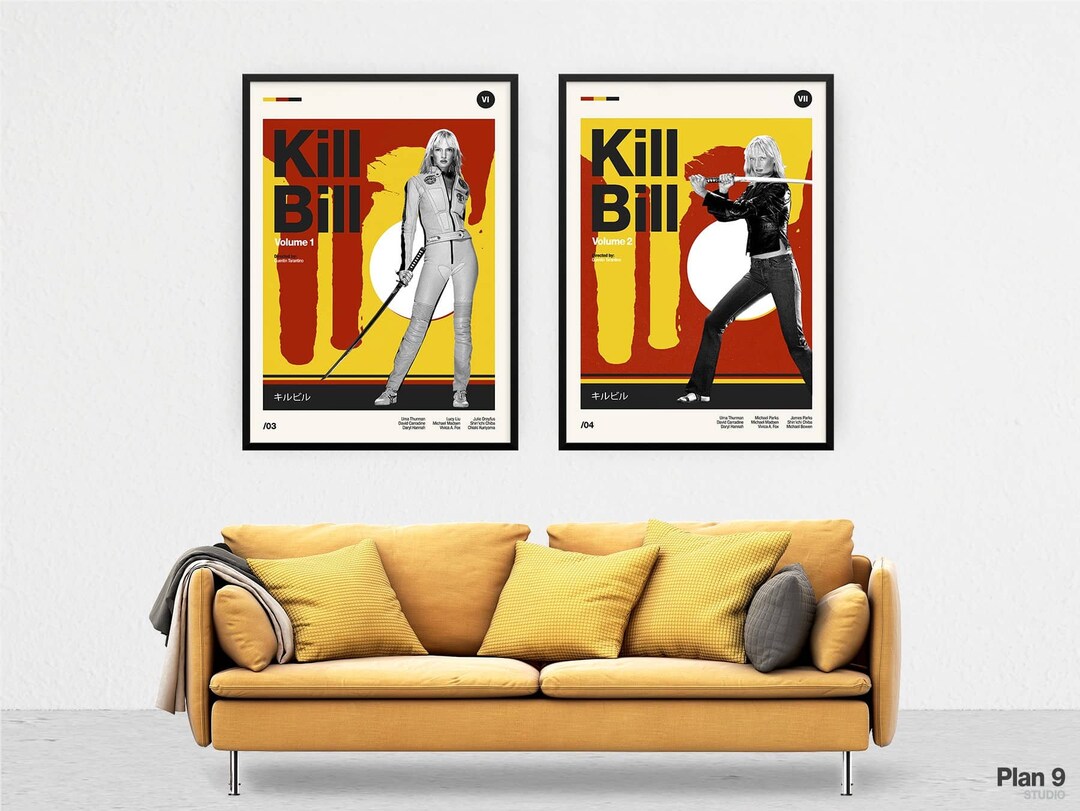 KILL BILL SET Volume 1-volume 2 Retro Movie Print Modern Vintage Mid ...
