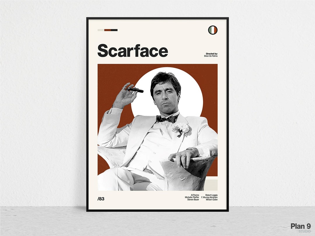 SCARFACE Retro Movie Print Modern Vintage Mid Century Modern Minimalist ...