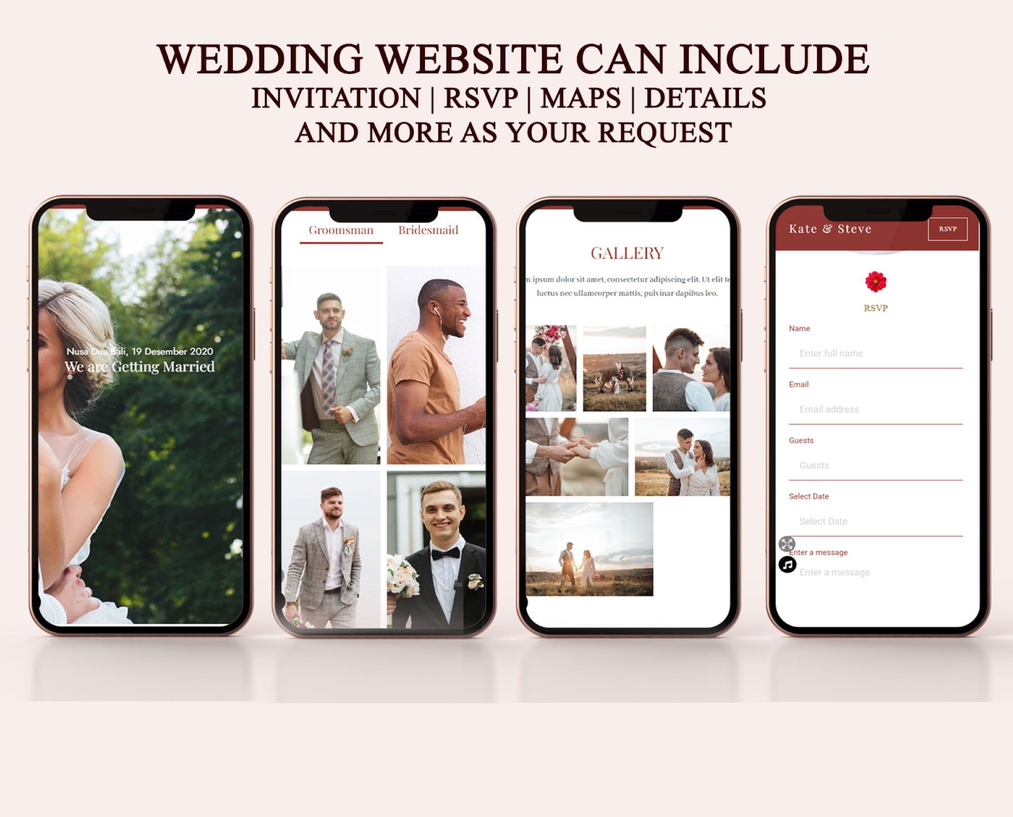 Digital Premium Wedding Invitation, Minimalist Wedding Website, Modern ...