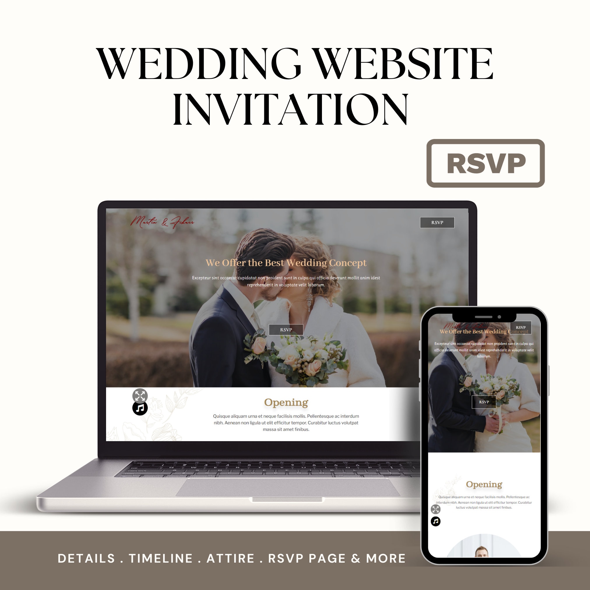 Digital Premium Wedding Invitation, Minimalist Wedding Website, Modern ...
