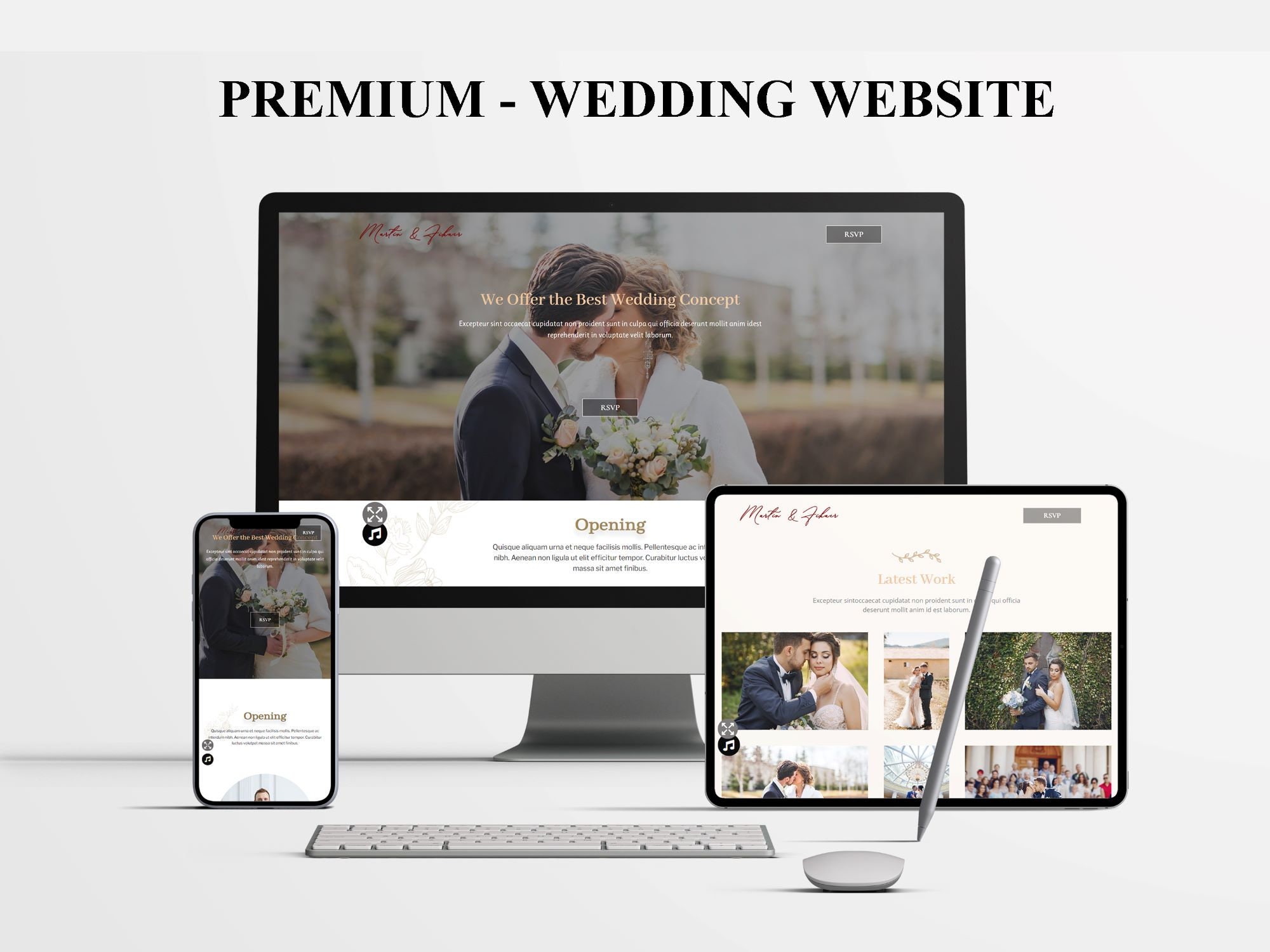 Digital Premium Wedding Invitation, Minimalist Wedding Website, Modern ...