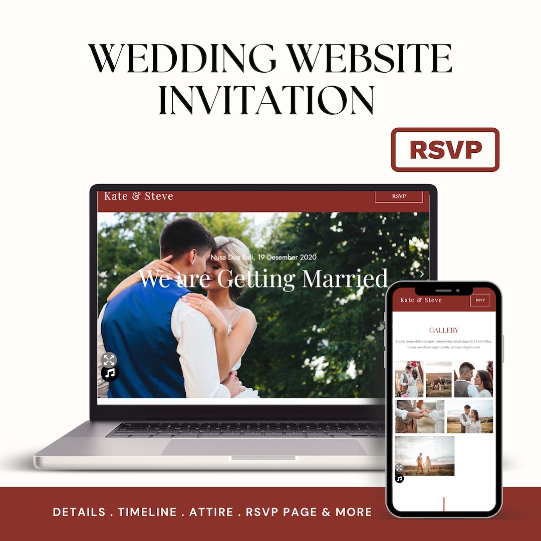Digital Premium Wedding Invitation, Minimalist Wedding Website, Modern ...
