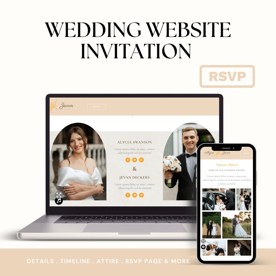 Digital Premium Wedding Invitation, Minimalist Wedding Website, Modern ...